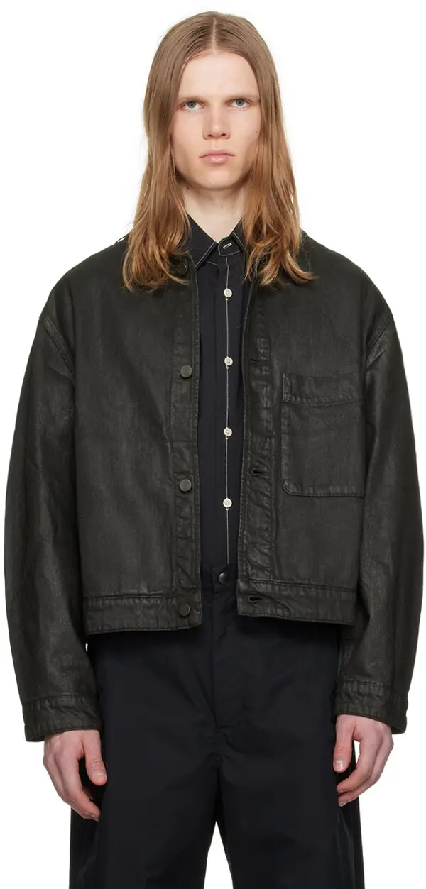 Lemaire Black Boxy Denim Jacket In Br441 Khaki Brown - 45% Off